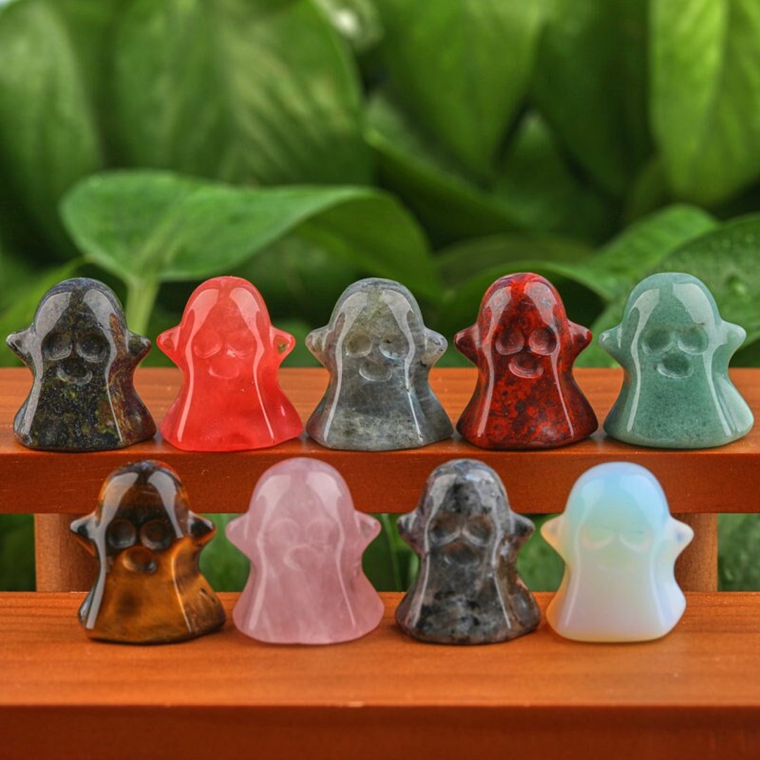 18 Stone 1.3" Crystal Ghost Carving Quartz Crystal Mineral Specimen ...