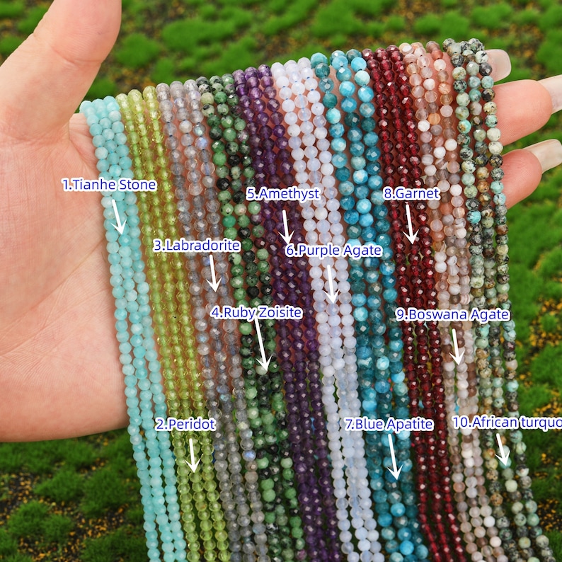 Natural Crystal Faceted Beads, Gemstone Cut Mini Strand Bead , 2/3/4mm ...
