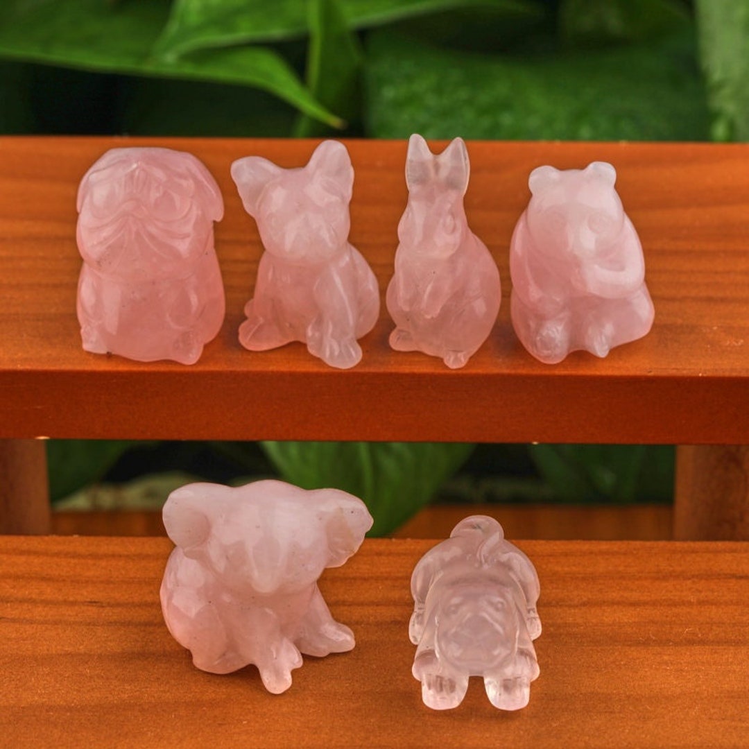 Carved Crystal Animals Figurines Rose Quartz Animal Shaped Crystals - Etsy