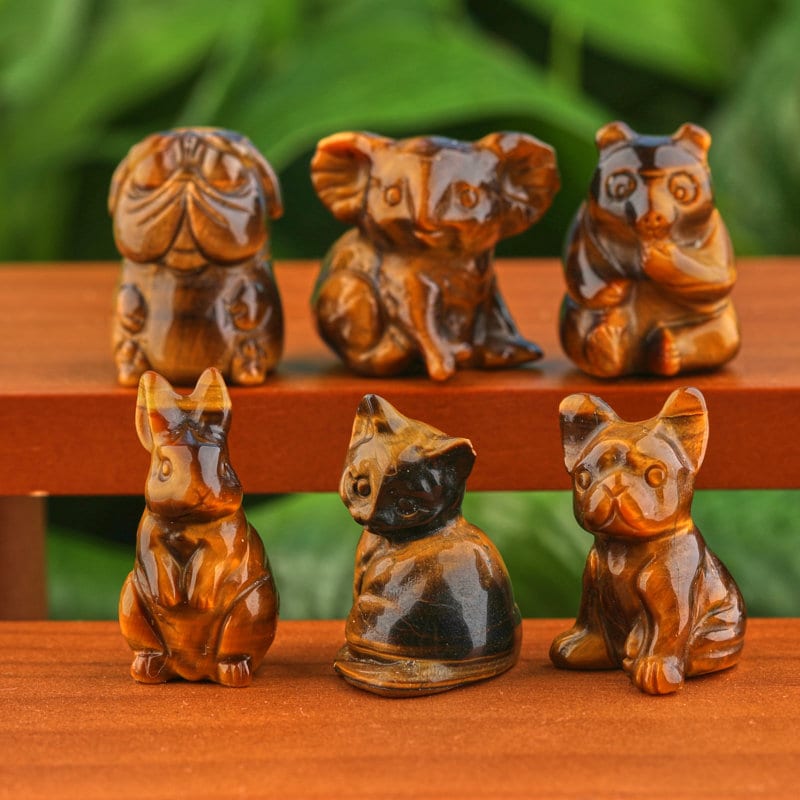 Carved Crystal Animals Figurines Tiger Eye Animal Shaped - Etsy