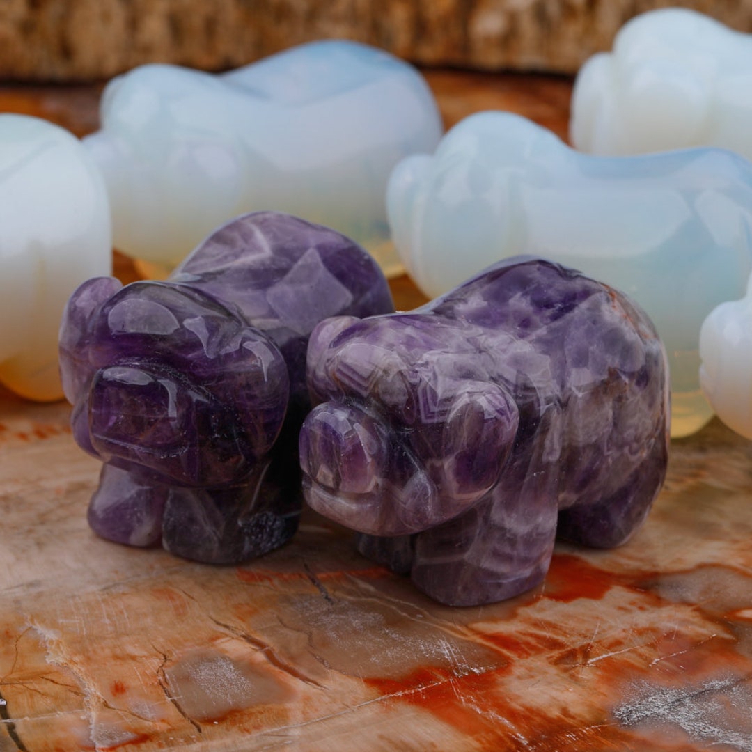 1.5 Inch Crystal Pig Hand Carving, Amethyst Quartz Crystal, Mineral ...
