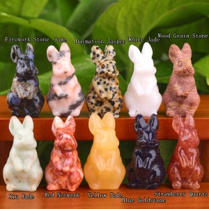 1.5 Inches Crystal Rabbit Carving Small Gemstone Bunny Hand Carved Gift ...