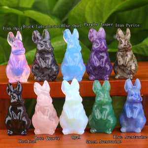 1.5 Inches Crystal Rabbit Carving Small Gemstone Bunny Hand Carved Gift ...