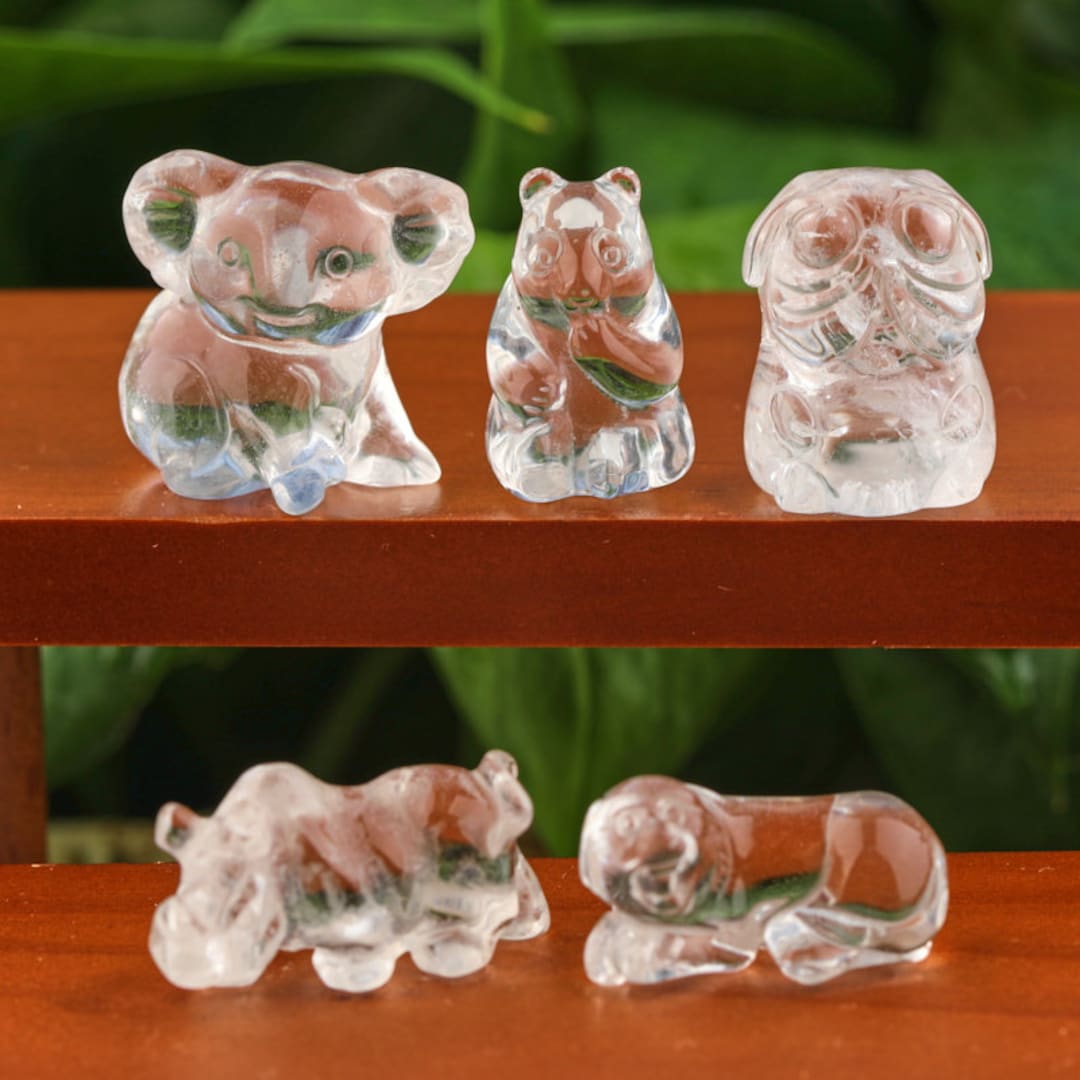 Carved Crystal Animals Figurines White Quartz Animal Shaped Crystals - Etsy