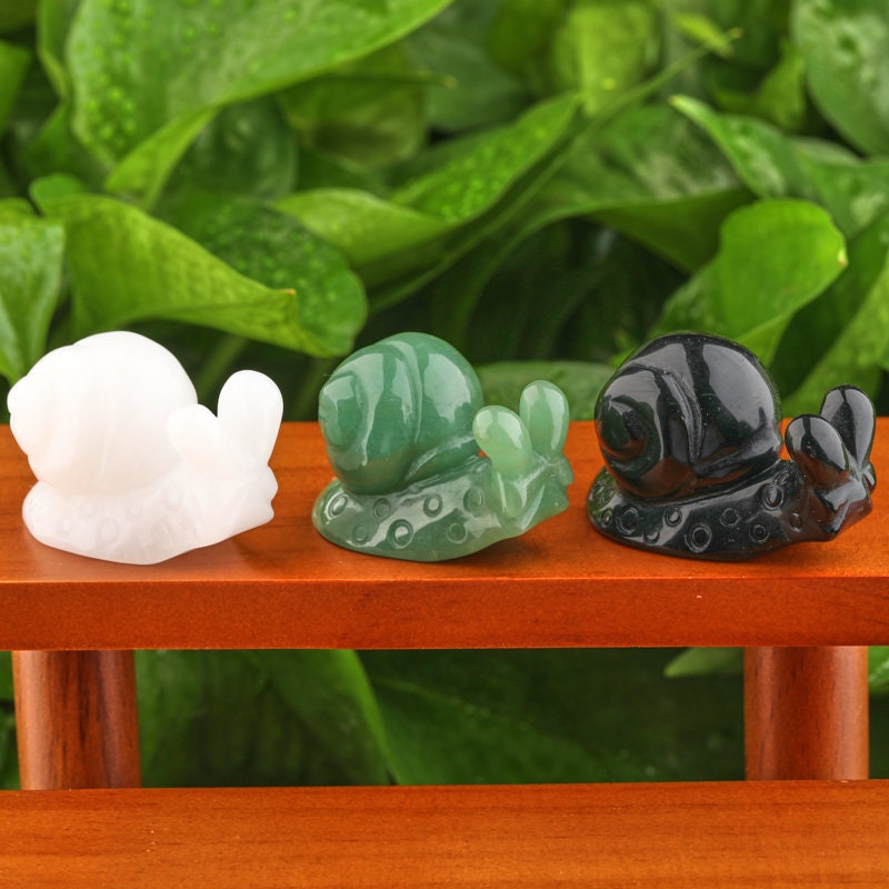 2 Crystal Snail Figurines Gemstone Snail Figurines - Etsy