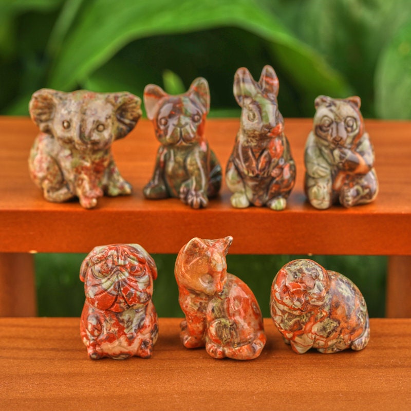 Carved Crystal Animals Figurines Ocean Jasper Animal Shaped - Etsy