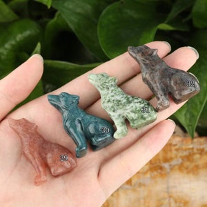 36 Stone, 2" Crystal Wolf Hand Carving, Quartz Crystal, Mineral ...