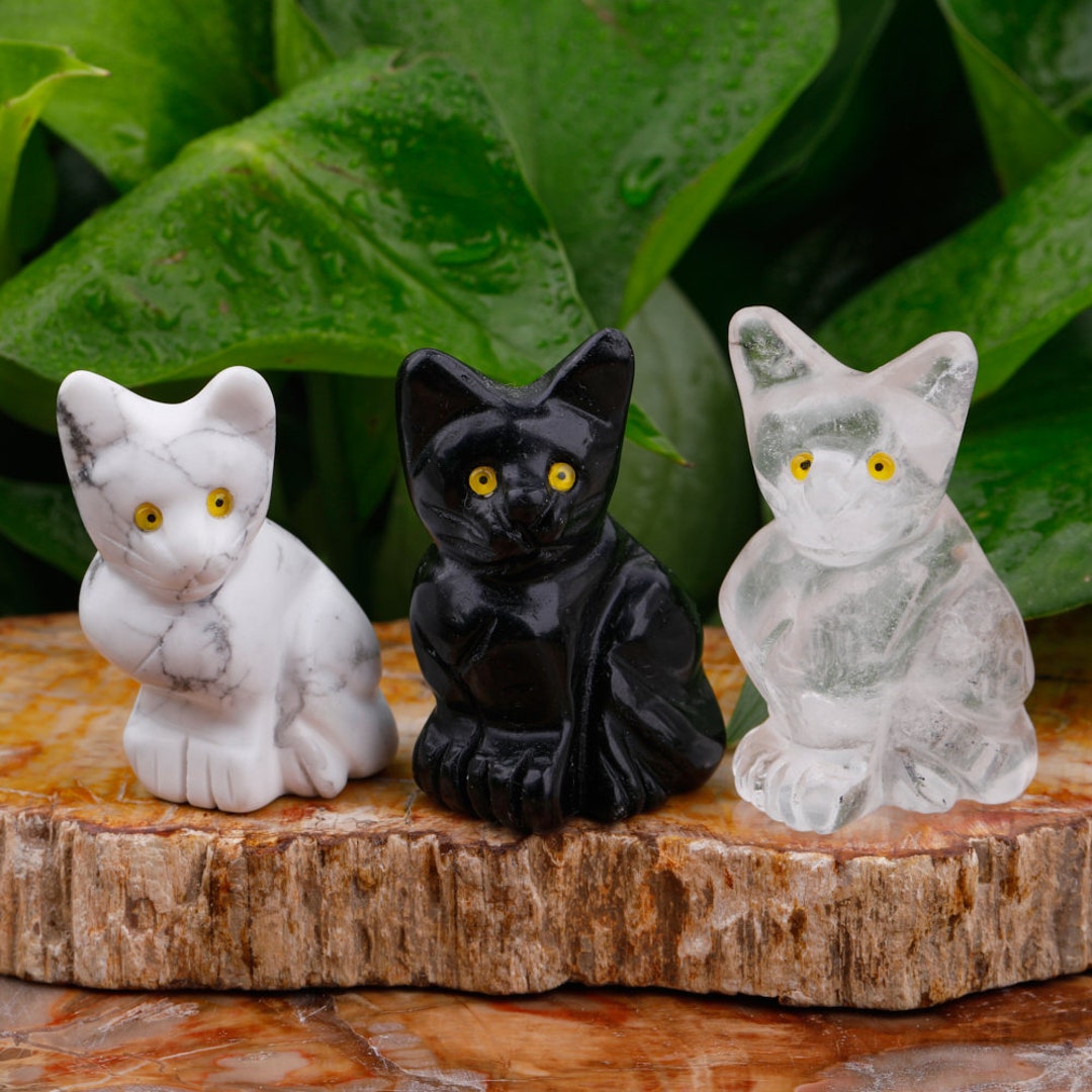 14 Stone, 2 Inch Crystal Cat Hand Carving, Quartz Crystal, Mineral ...