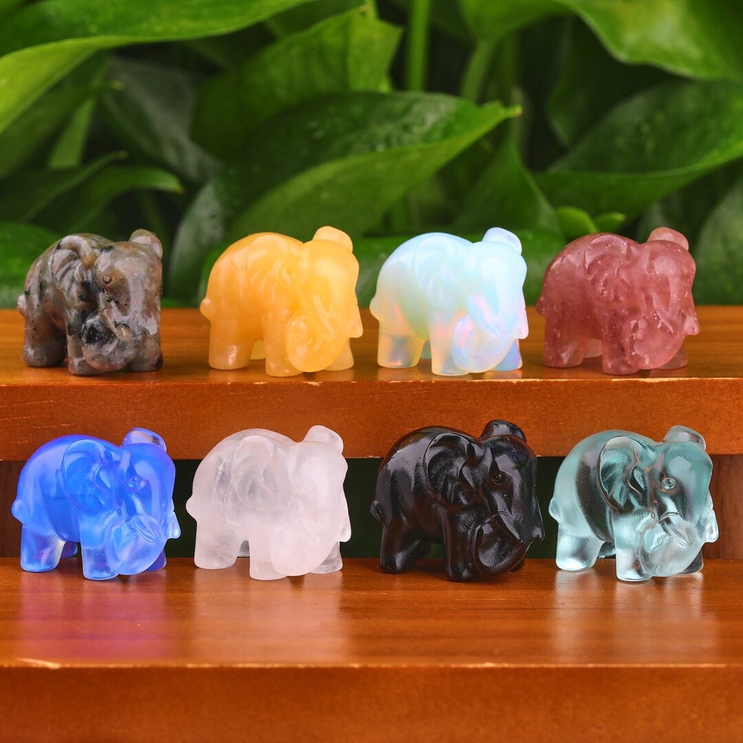2.5cm Mini Crystal Elephant Carved, Healing Crystal Gemstone Elephant ...