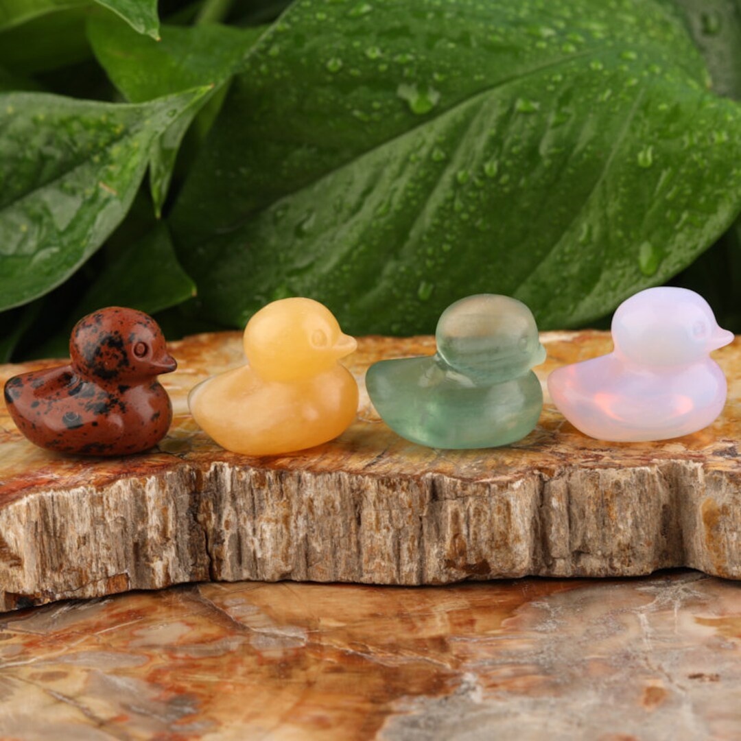 9 Stone, 1.2 Inch Crystal Little Duck Carving, Quartz Crystal, Mineral ...
