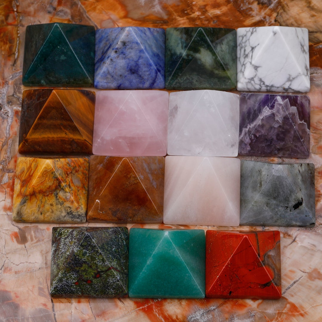 1.3 Inch Hand Carved Gemstone Pyramid Crystal Pyramid Figurine Pyramid ...