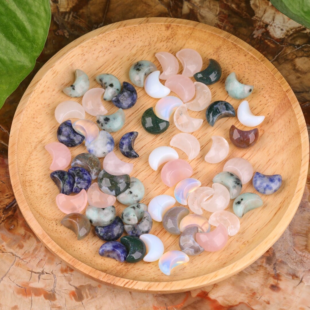 8x15mm Crystal Moon Cabochons DIY Jewelry , Healing Gemstone Chakra ...