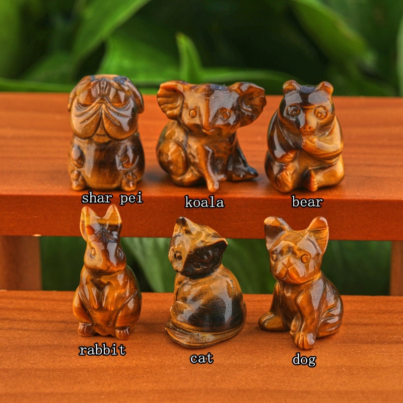 Carved Crystal Animals Figurines Tiger Eye Animal Shaped - Etsy