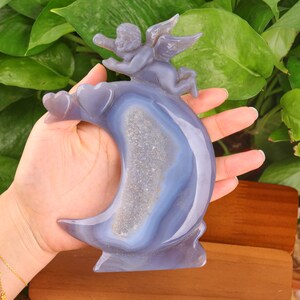 Large Raw Gemstone Carved Crystal Animals Figurines Gray Agate Geode ...