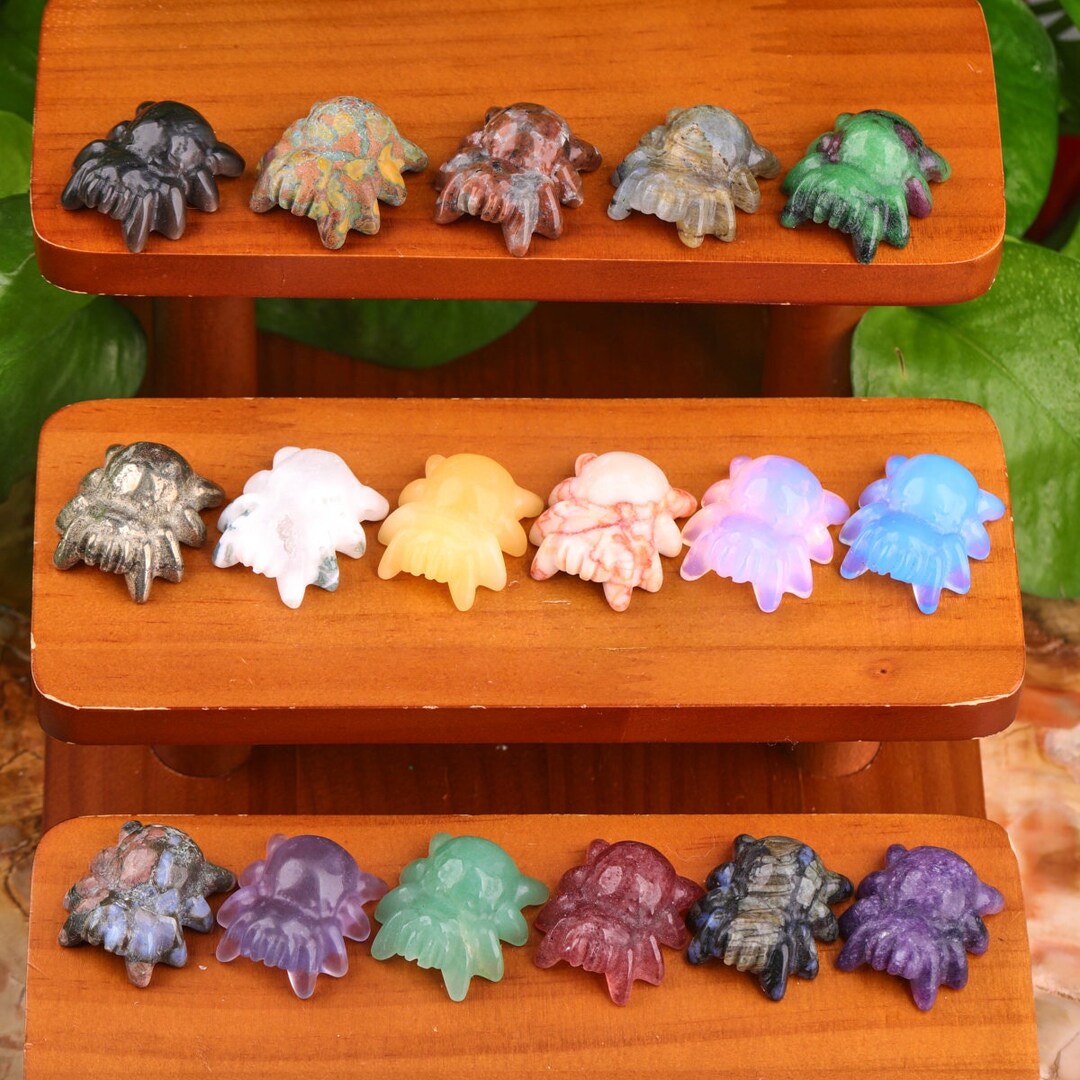 30mm Crystal Spiders Carved Crystal Animals Figurines Labradorite ...
