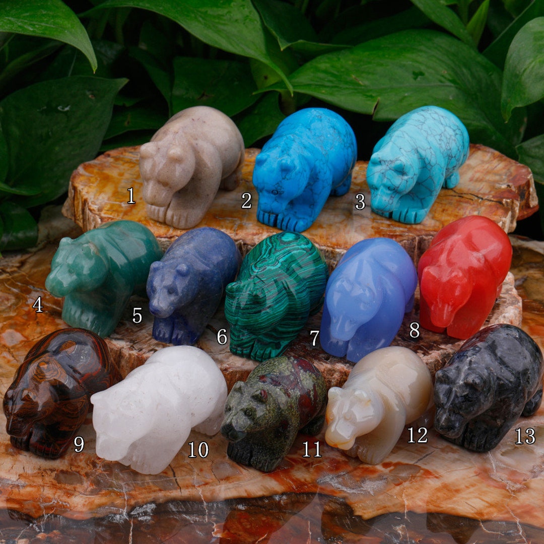 13 Stone, 2.5" Crystal Bear Hand Carving, Quartz Crystal, Mineral ...