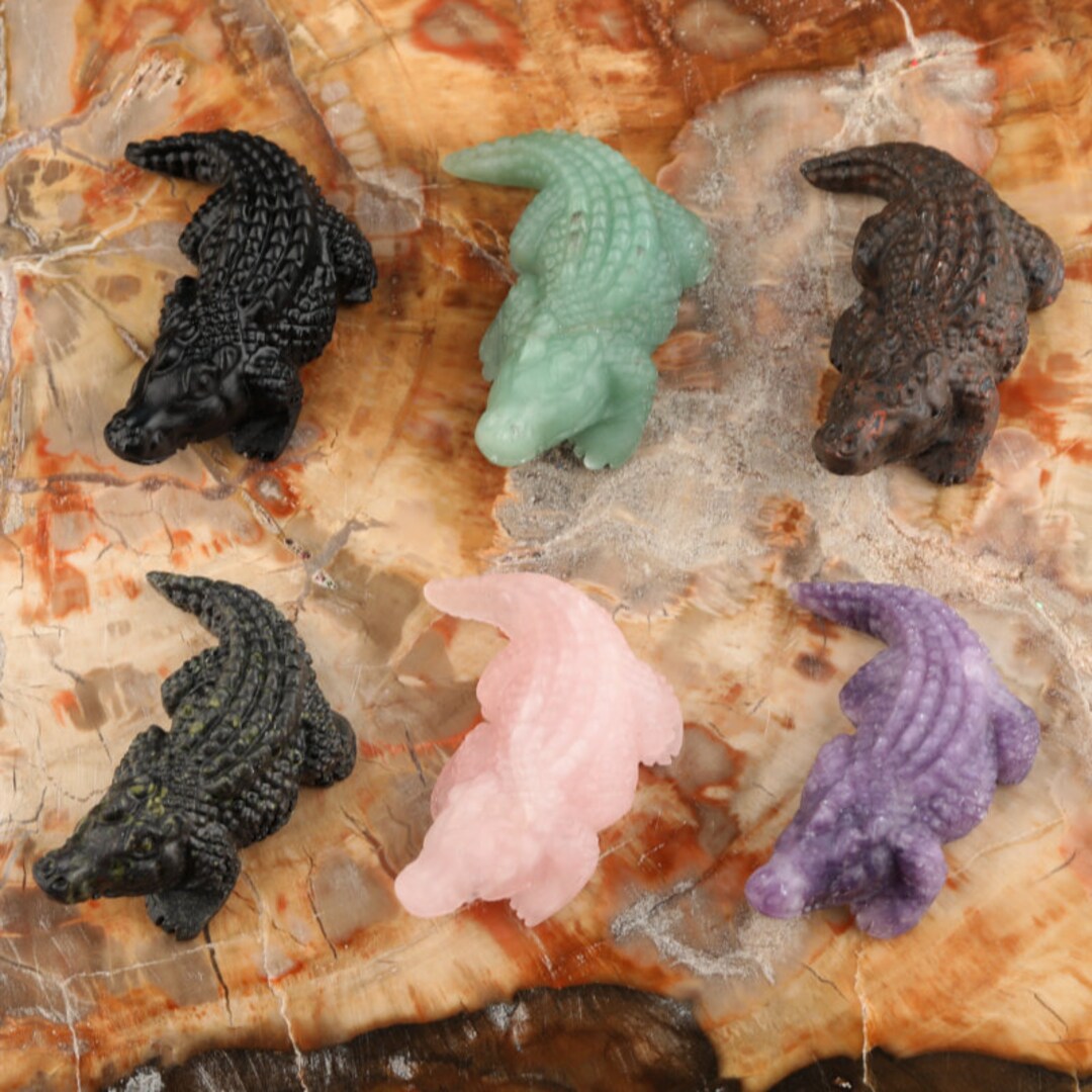 7 Stone, 2" Crystal Crocodile, Quartz Crystal Alligator, Mineral ...