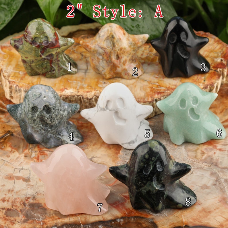 24 Stone 1.3" Crystal Ghost Carving Quartz Crystal Mineral Specimen ...