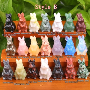 1.5 Inches Crystal Rabbit Carving Small Gemstone Bunny Hand Carved Gift ...