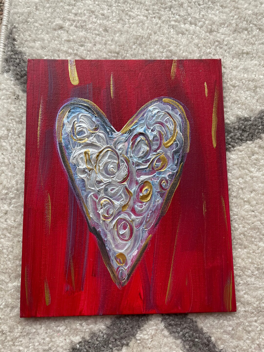 8x10 Heart (flat Canvas) - Etsy
