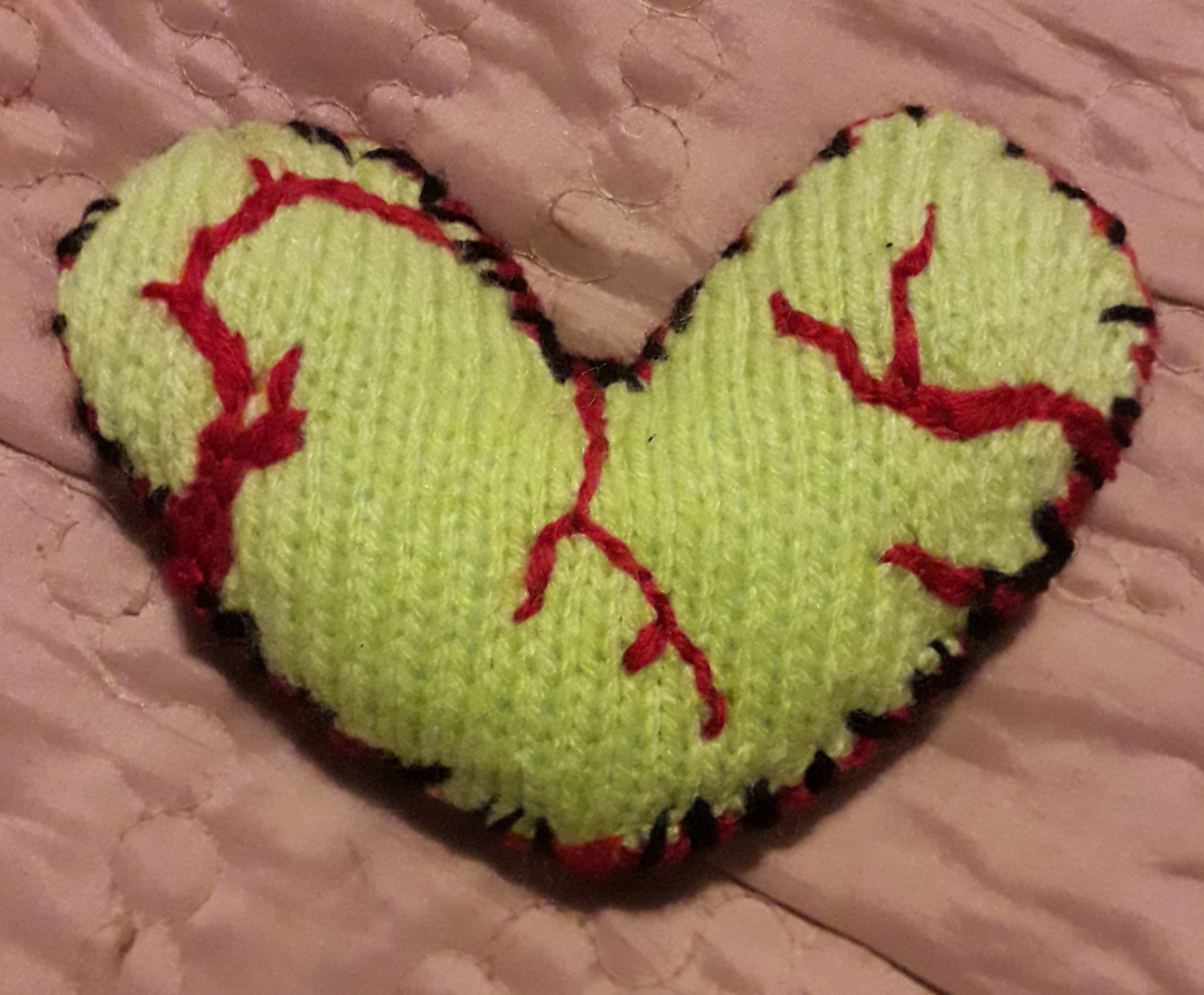 Handmade Knitted Zombie Heart. Green Zombie Heart. Undead Love. Undying ...