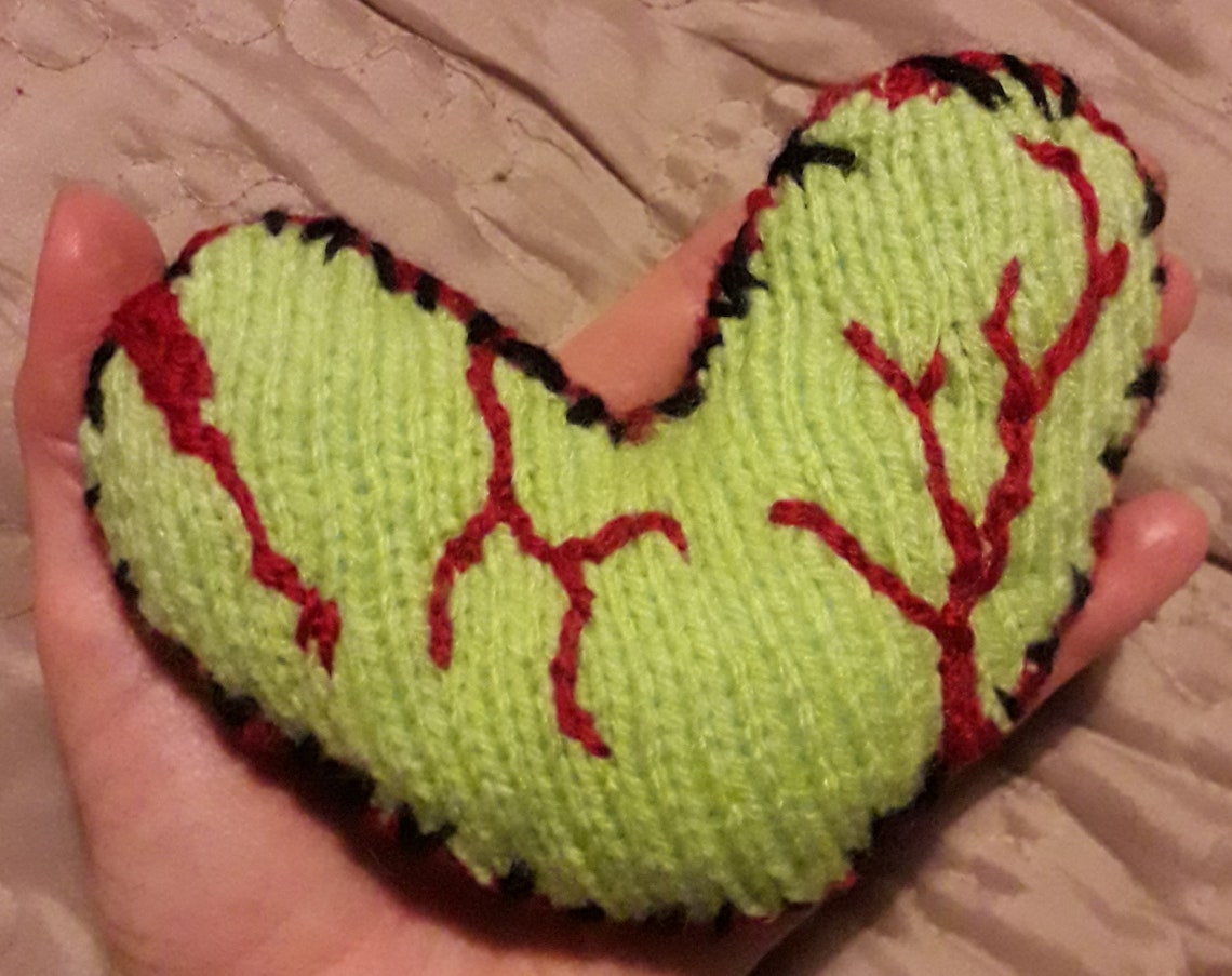 Handmade Knitted Zombie Heart. Green Zombie Heart. Undead Love. Undying ...