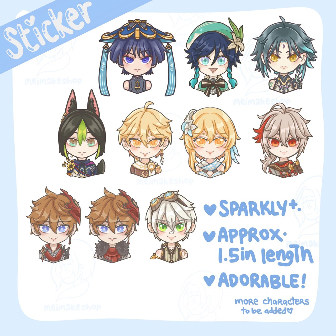 Genshin Impact | Assorted Character Stickers | Glitter Sparkle ...