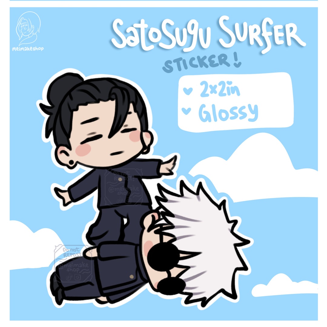 JJK Satosugu Surfer Sticker | Glossy Chibi Anime Decal - Etsy