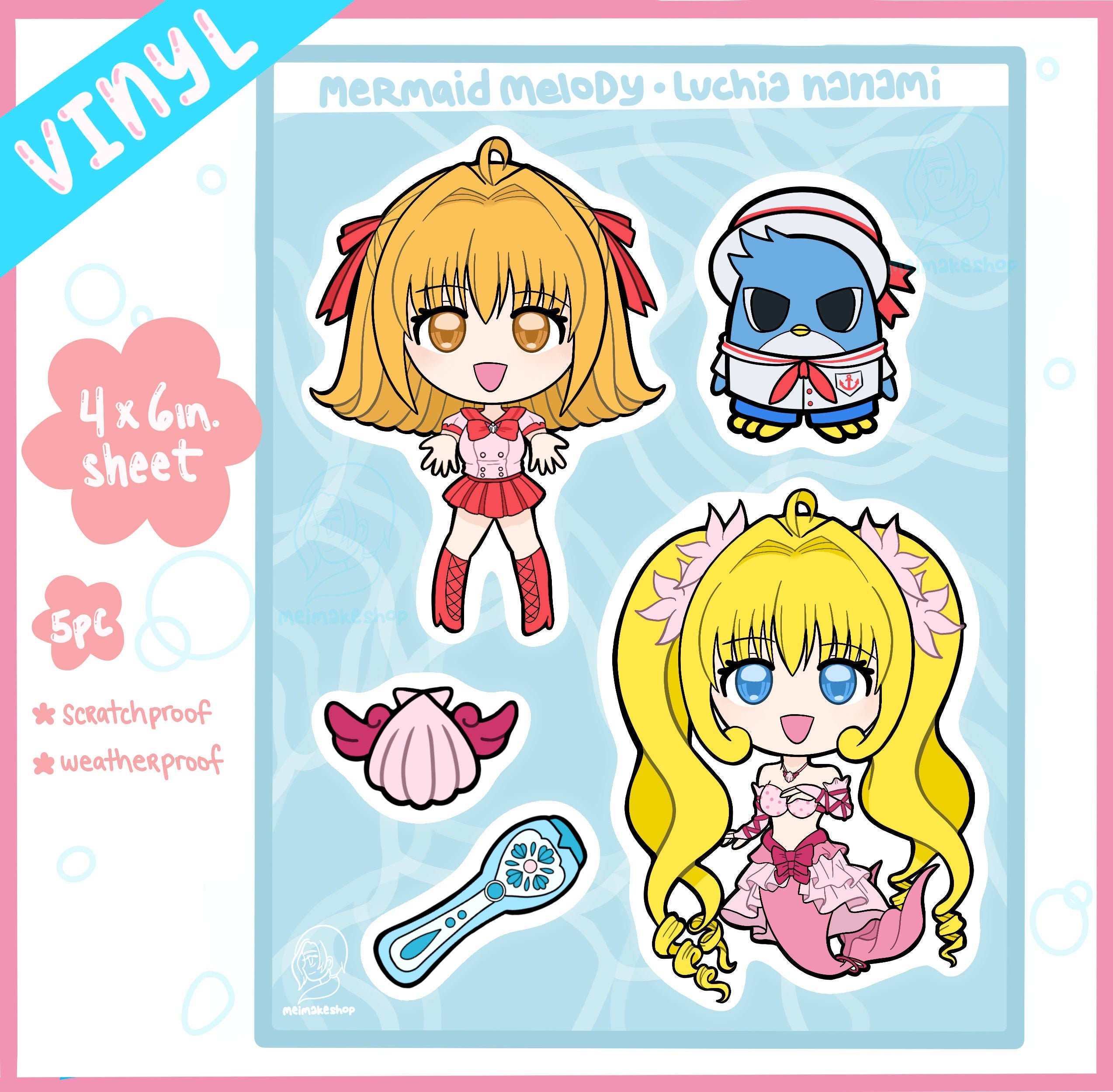 Mermaid Melody / Luchia Nanami Sticker Sheet / Kiss Cut / Pitchi Pitchi ...
