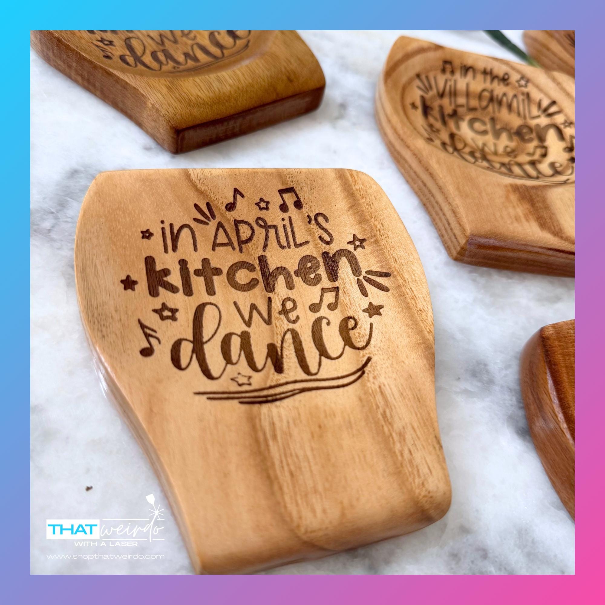Personalized Wooden Spoon Rest: Laser Engraved Rustic Kitchen Decor - Etsy