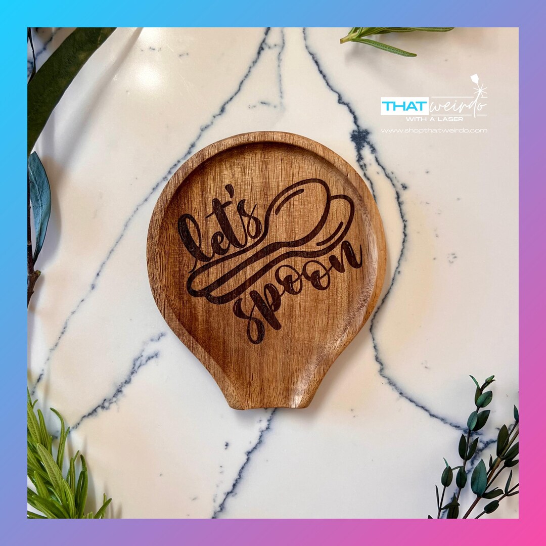 Handcrafted Wooden Spoon Rest Laser Engraved Kitchen Spoon Holder ...