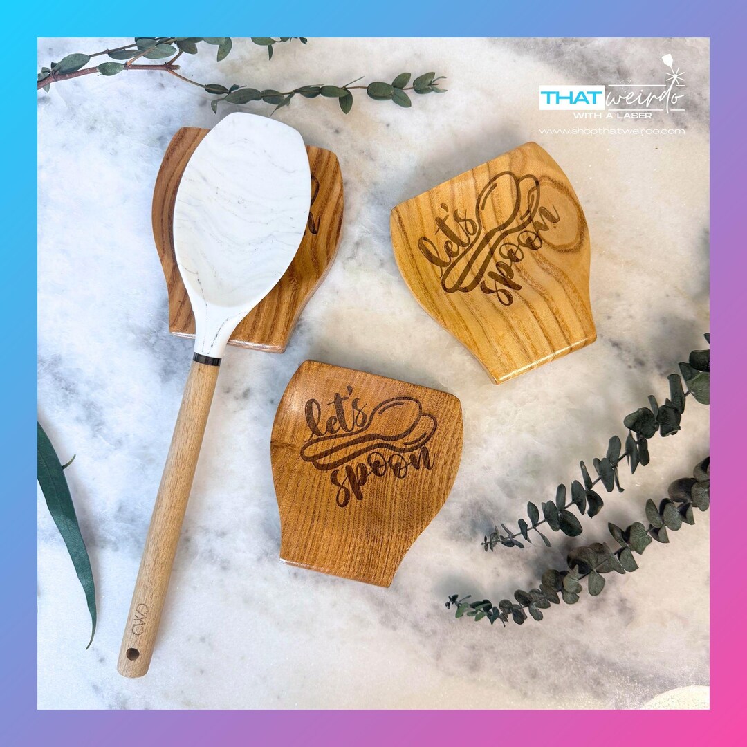 Let's Spoon | Handcrafted Wooden Spoon Rest | Laser Engraved | Kitchen ...