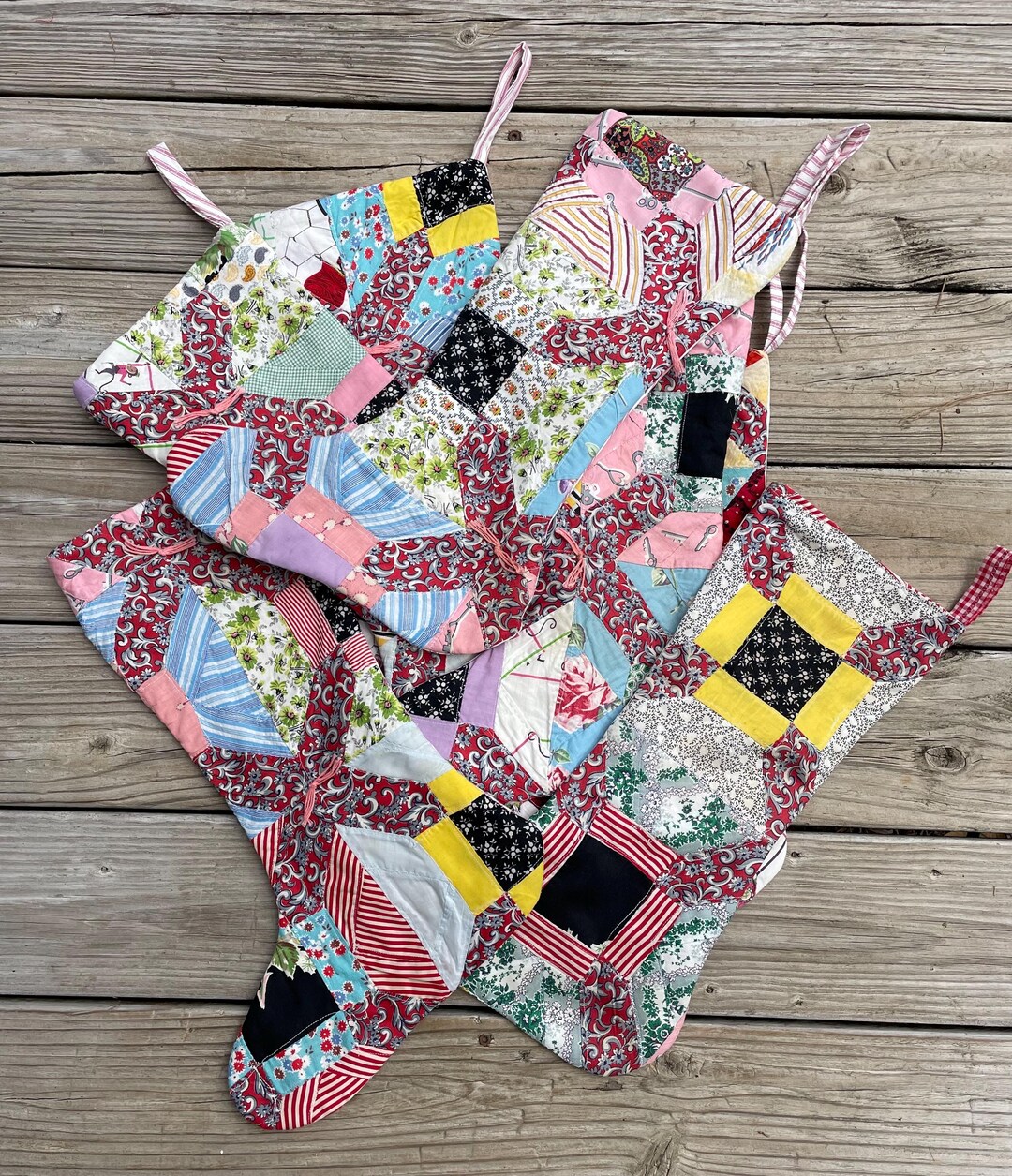 1920s Restoration Fabrics Vintage Quilted Christmas Stockings-hand Made ...