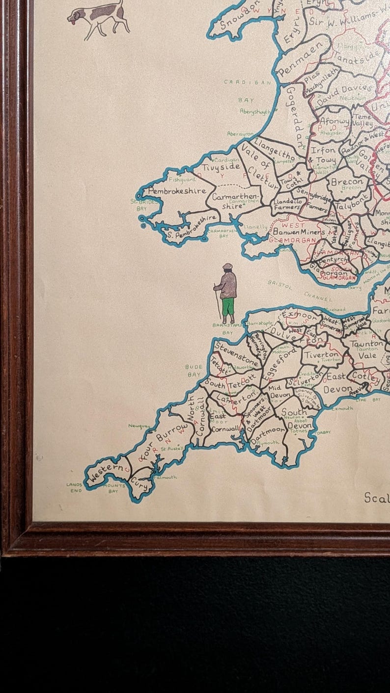 Vintage Fox Hunting Map of England and Scotland in It's Frame - Etsy