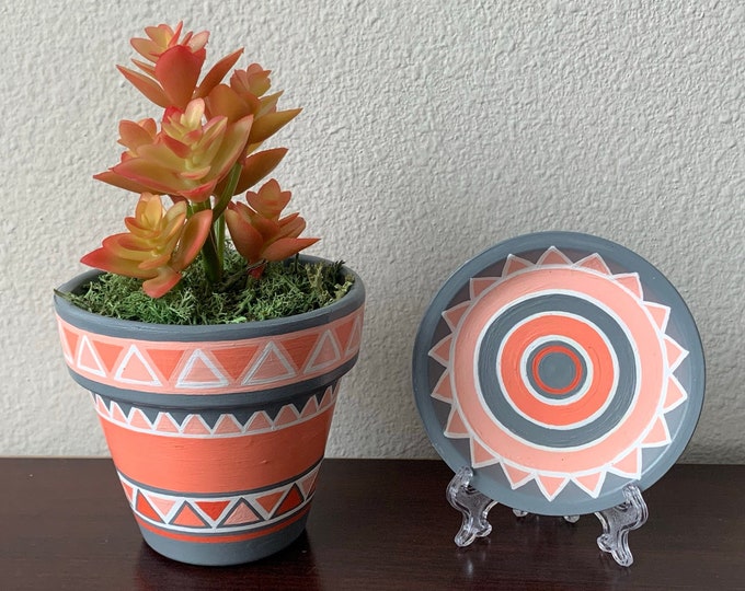 Triangle Pattern Planter With Drainage Tray | Custom Geometric ...