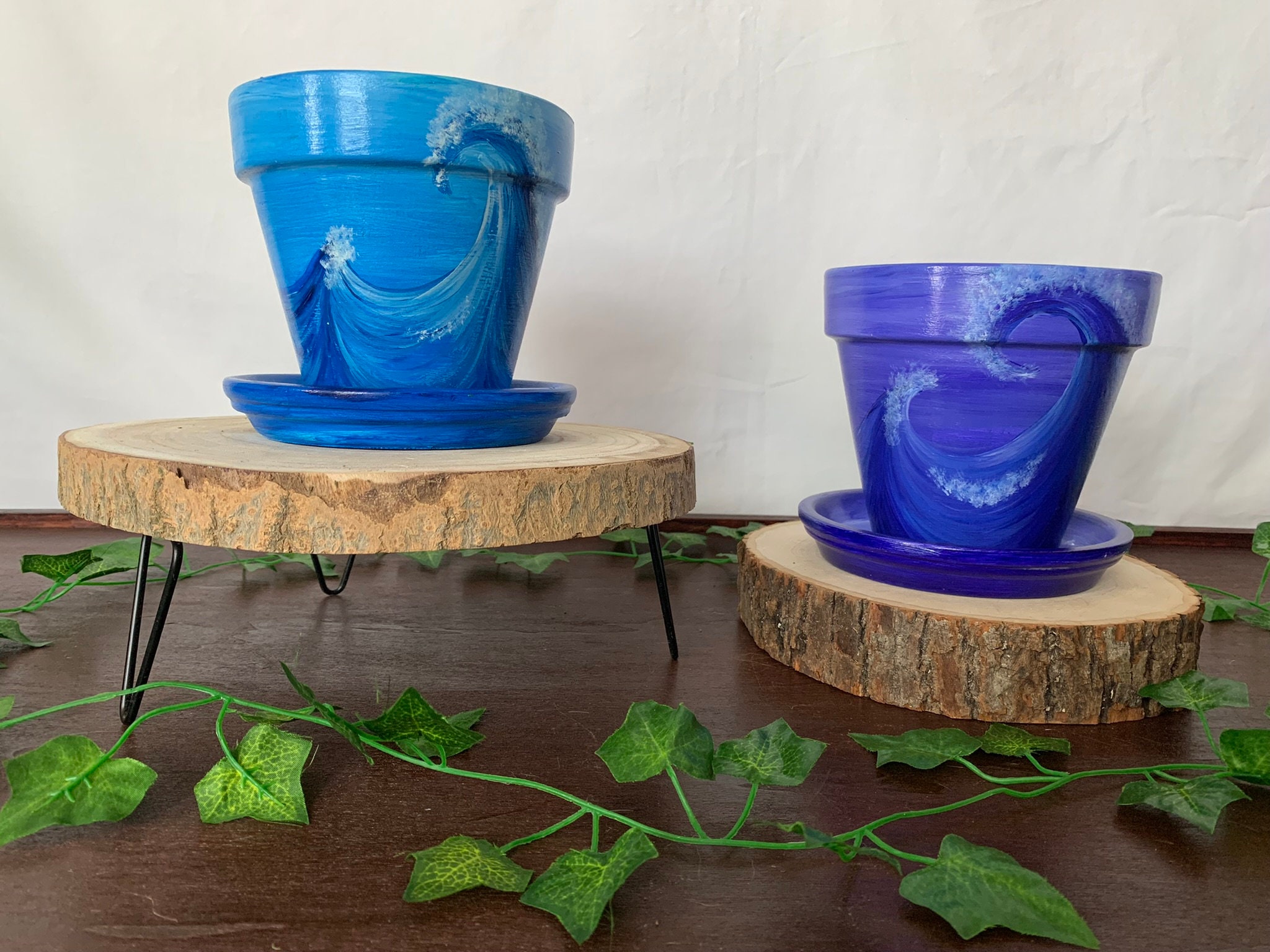 Ocean Wave Planter With Drainage Tray Custom Beach Themed | Etsy