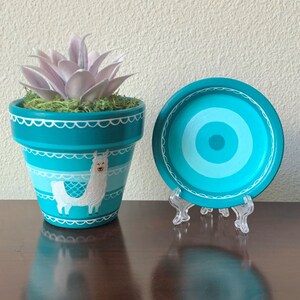 Llama Planter With Drainage Tray Custom Scalloped Llama Terracotta Pot ...