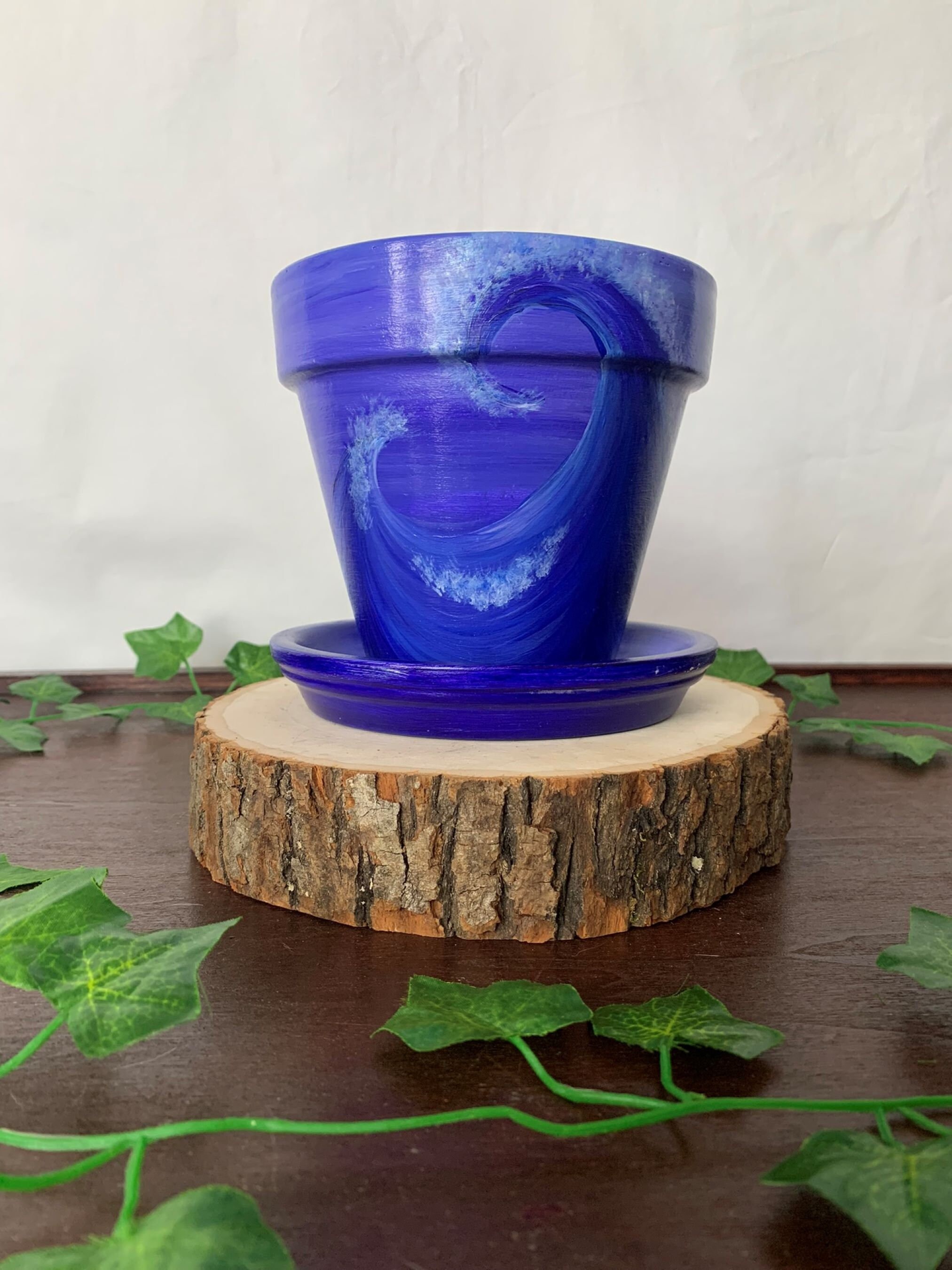 Ocean Wave Planter With Drainage Tray Custom Beach Themed | Etsy