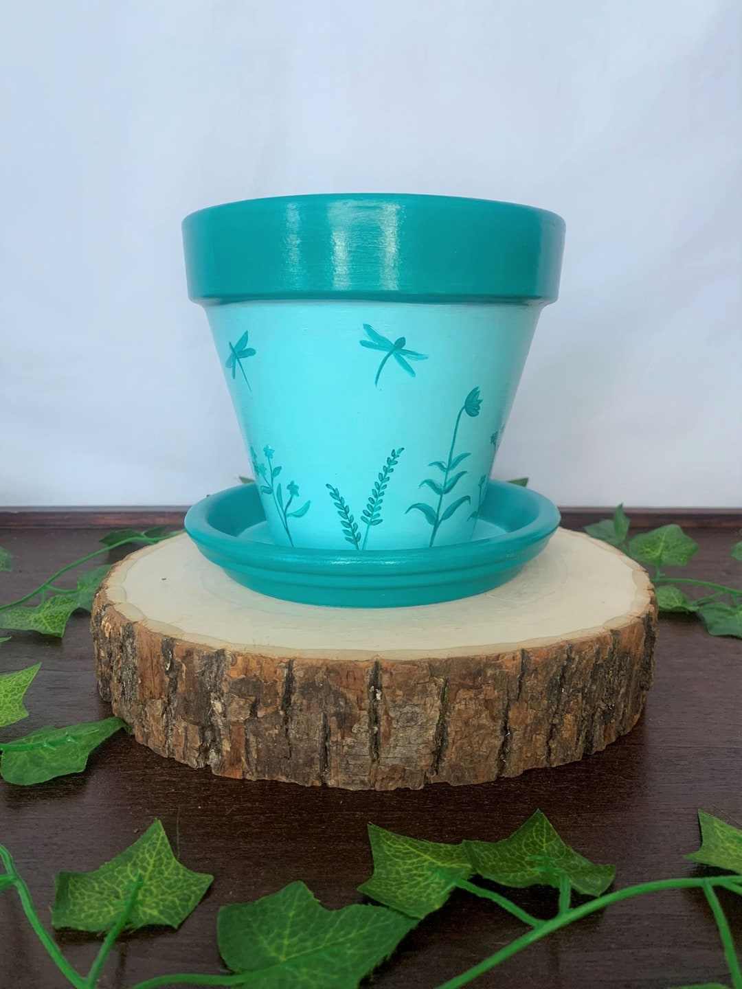 Wildflower Planter With Drainage Tray Custom Dragonfly Flower ...