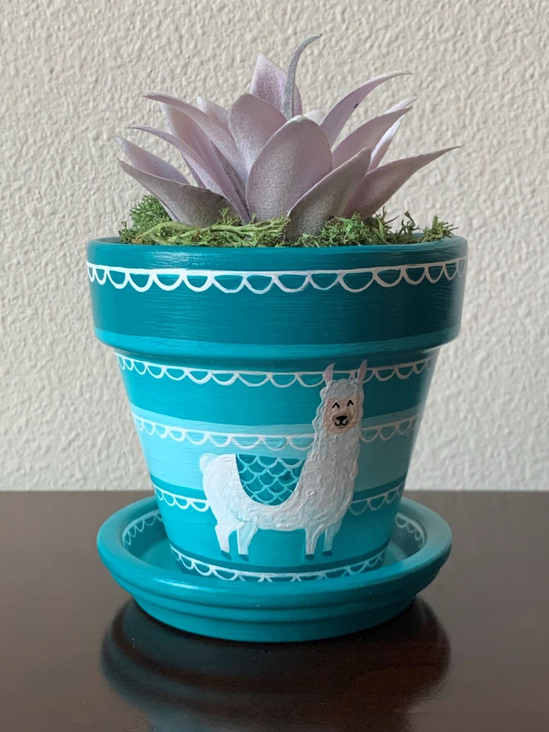 Llama Planter With Drainage Tray Custom Scalloped Llama Terracotta Pot ...