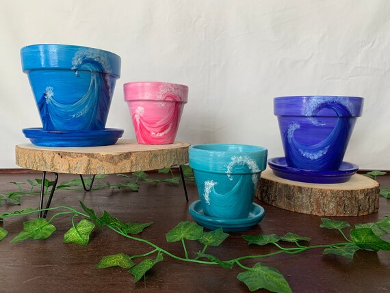 Ocean Wave Planter With Drainage Tray Custom Beach Themed | Etsy