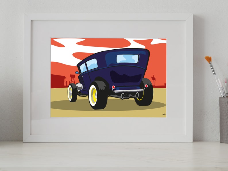 1932 Blue Ford Sedan Art Print Printable Poster Poster Art | Etsy