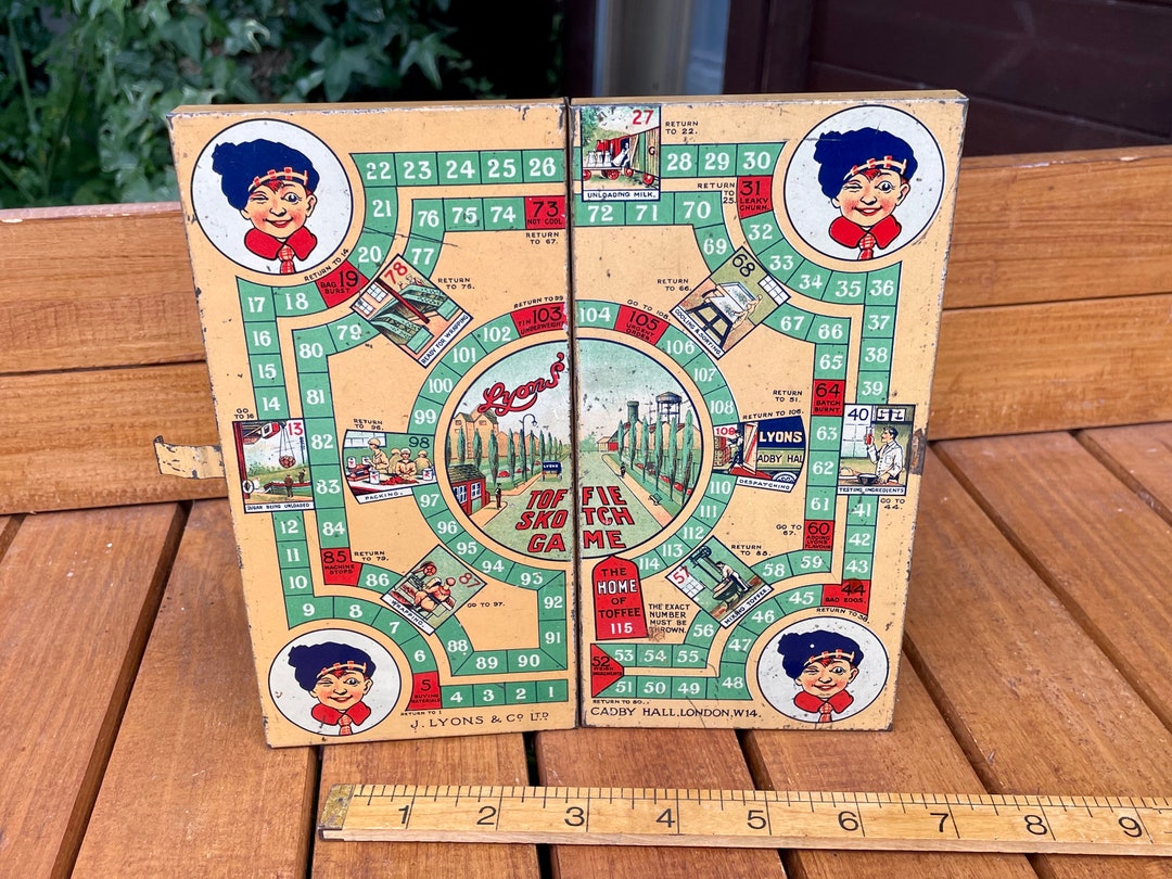 Lyons Toffee Fold Out Board Game Toffee Tin - Confectionery Advertising ...