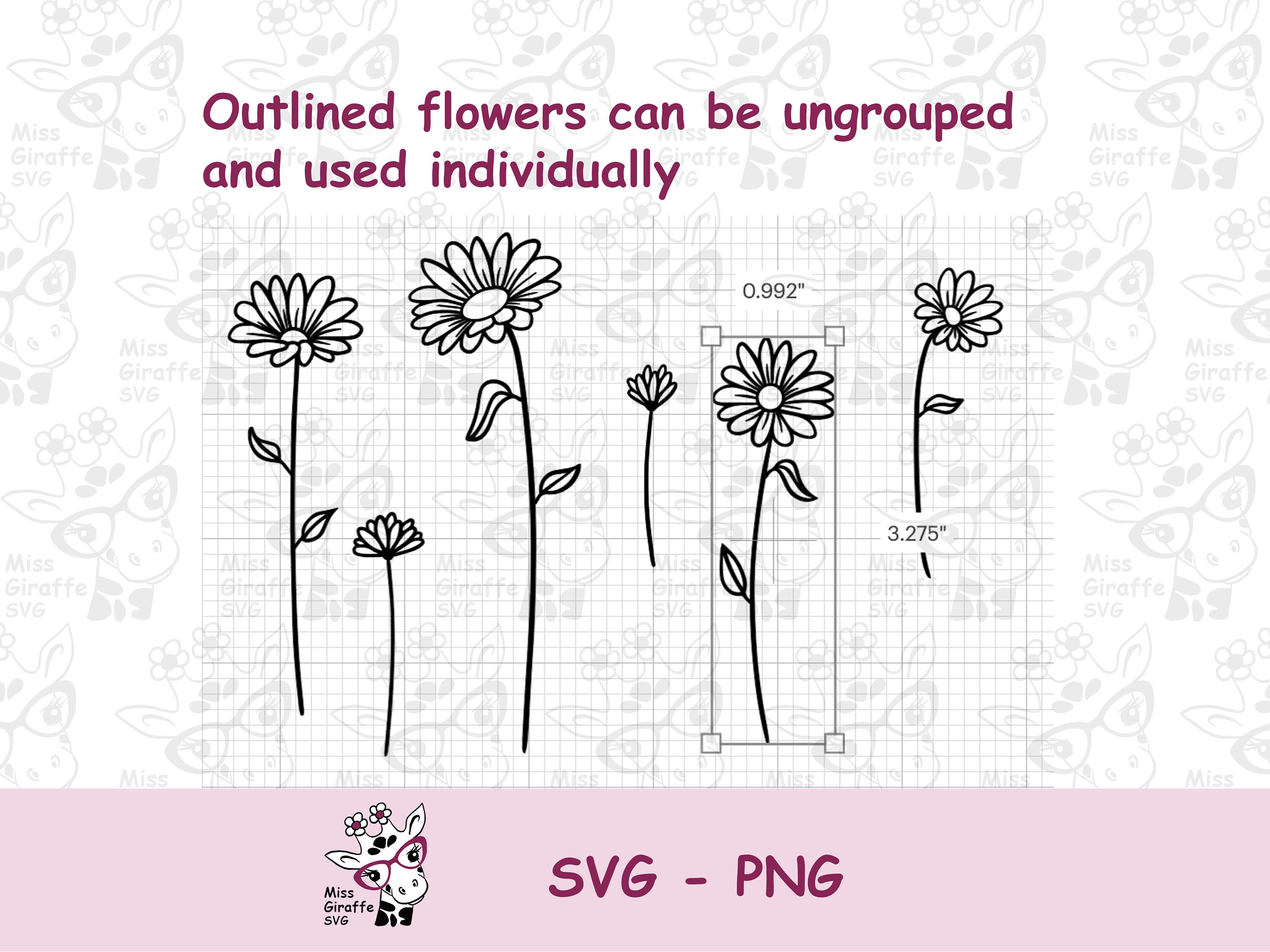 Daisy Flowers SVG Files for Cricut Hand Drawn Spring Summer - Etsy