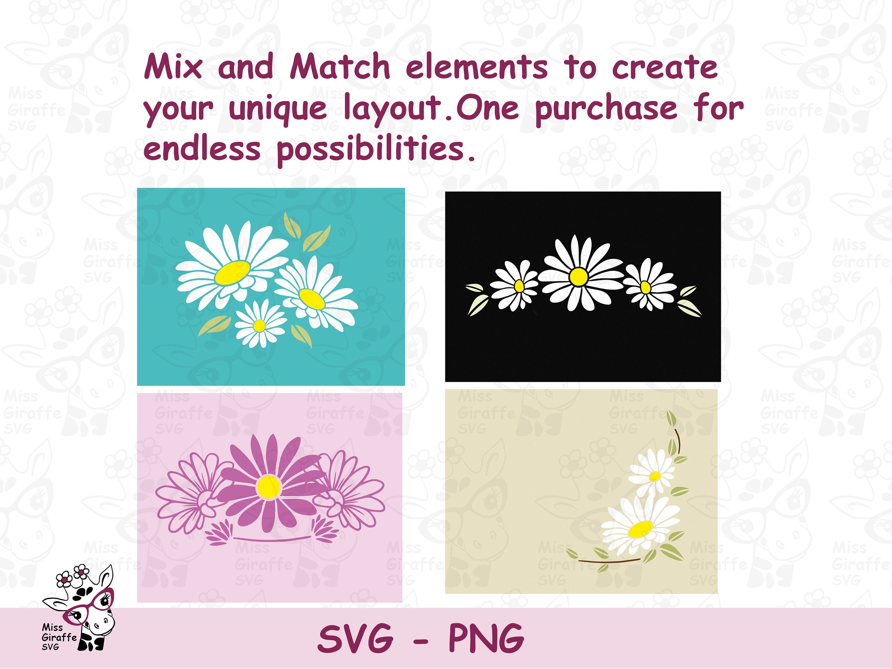 Daisy Flowers SVG Files for Cricut Hand Drawn Spring Summer - Etsy