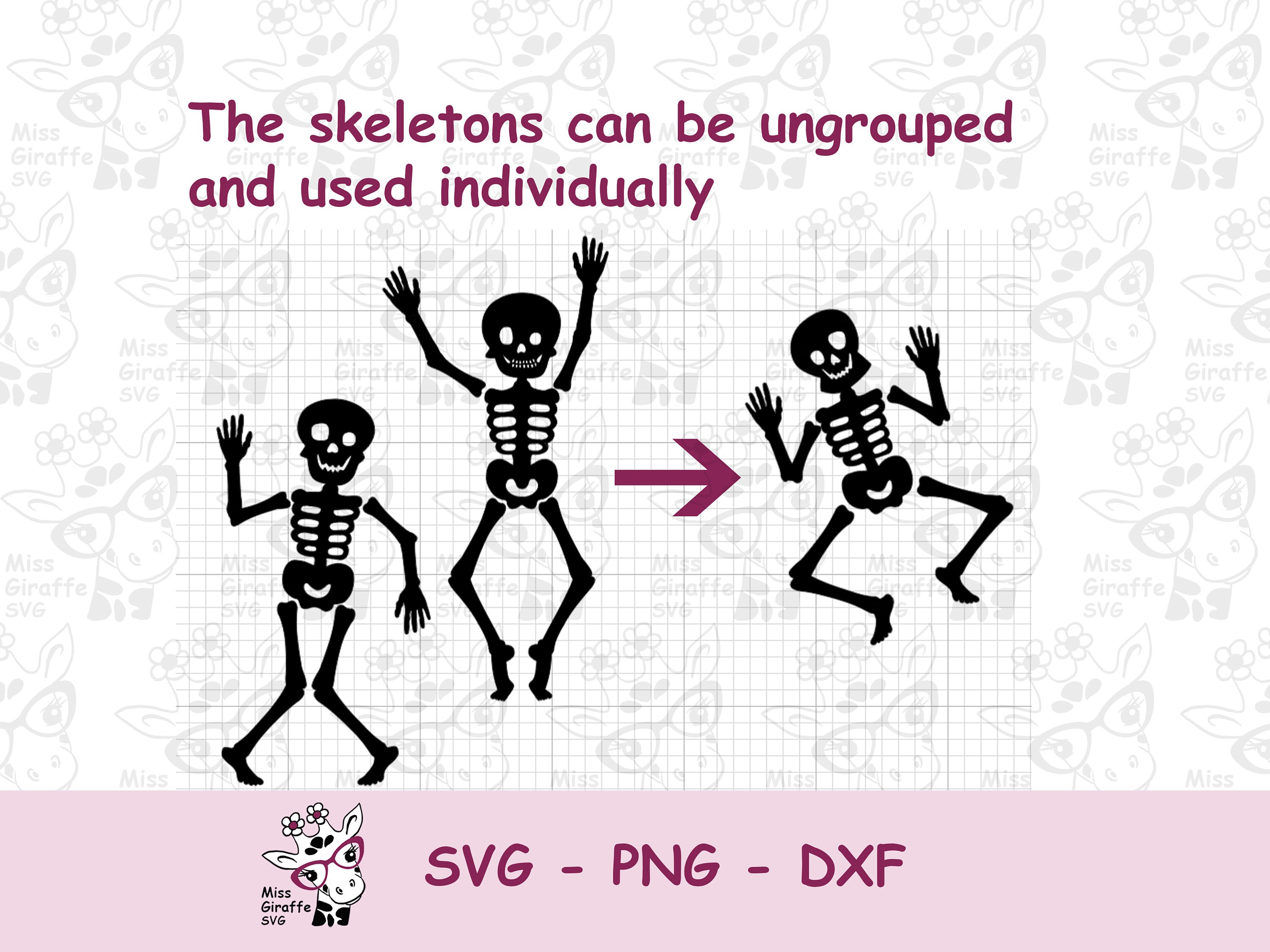 Dancing Skeletons SVG Editable Cut File for Cricut Silhouette Hand ...