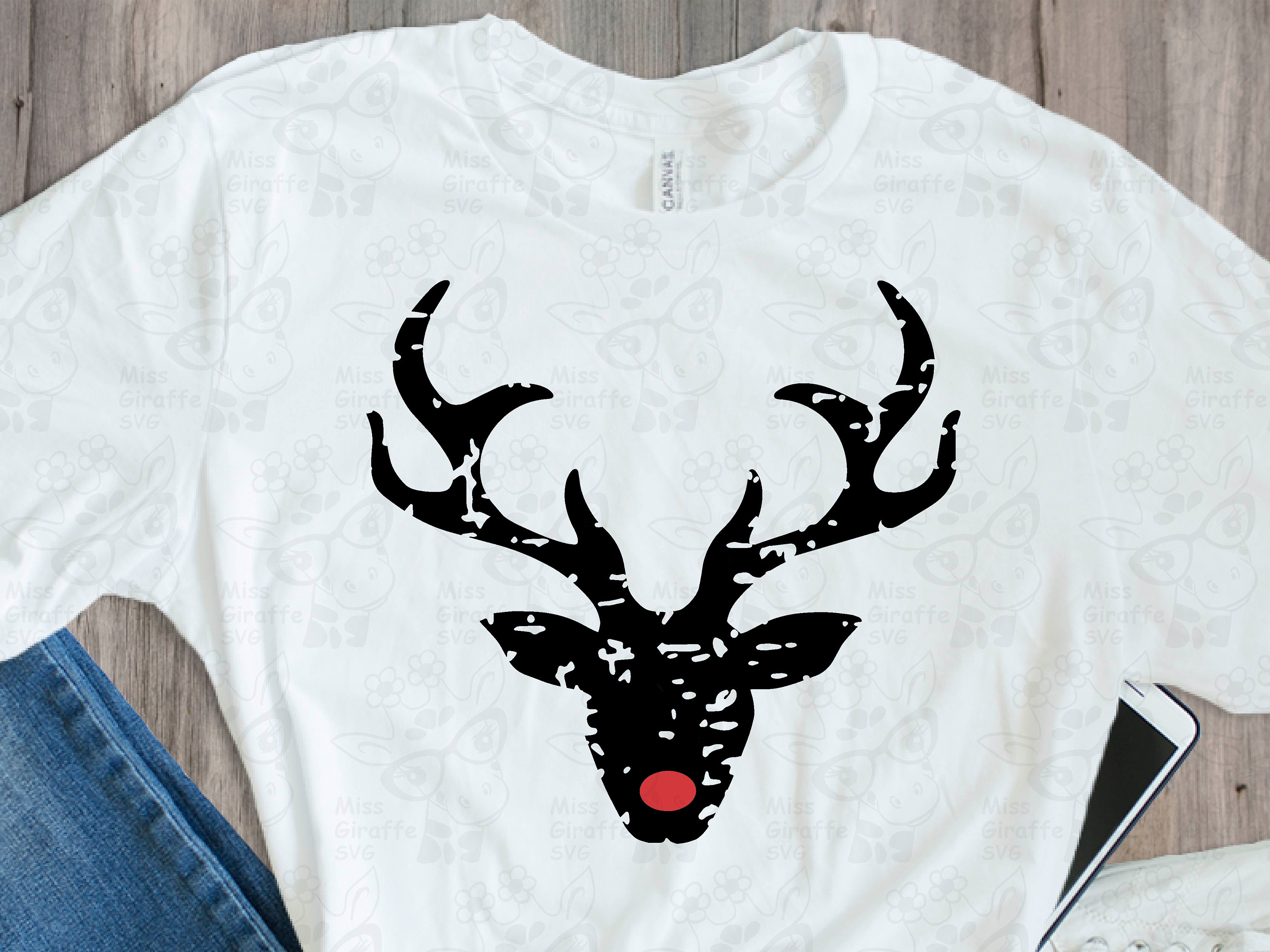 Reindeer SVG Grunge Style Deer SVG Christmas Shirt Winter Holiday Cut ...