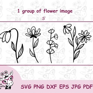 Wildflower SVG Files for Cricut Hand Drawn Flower Cut File Doodle ...