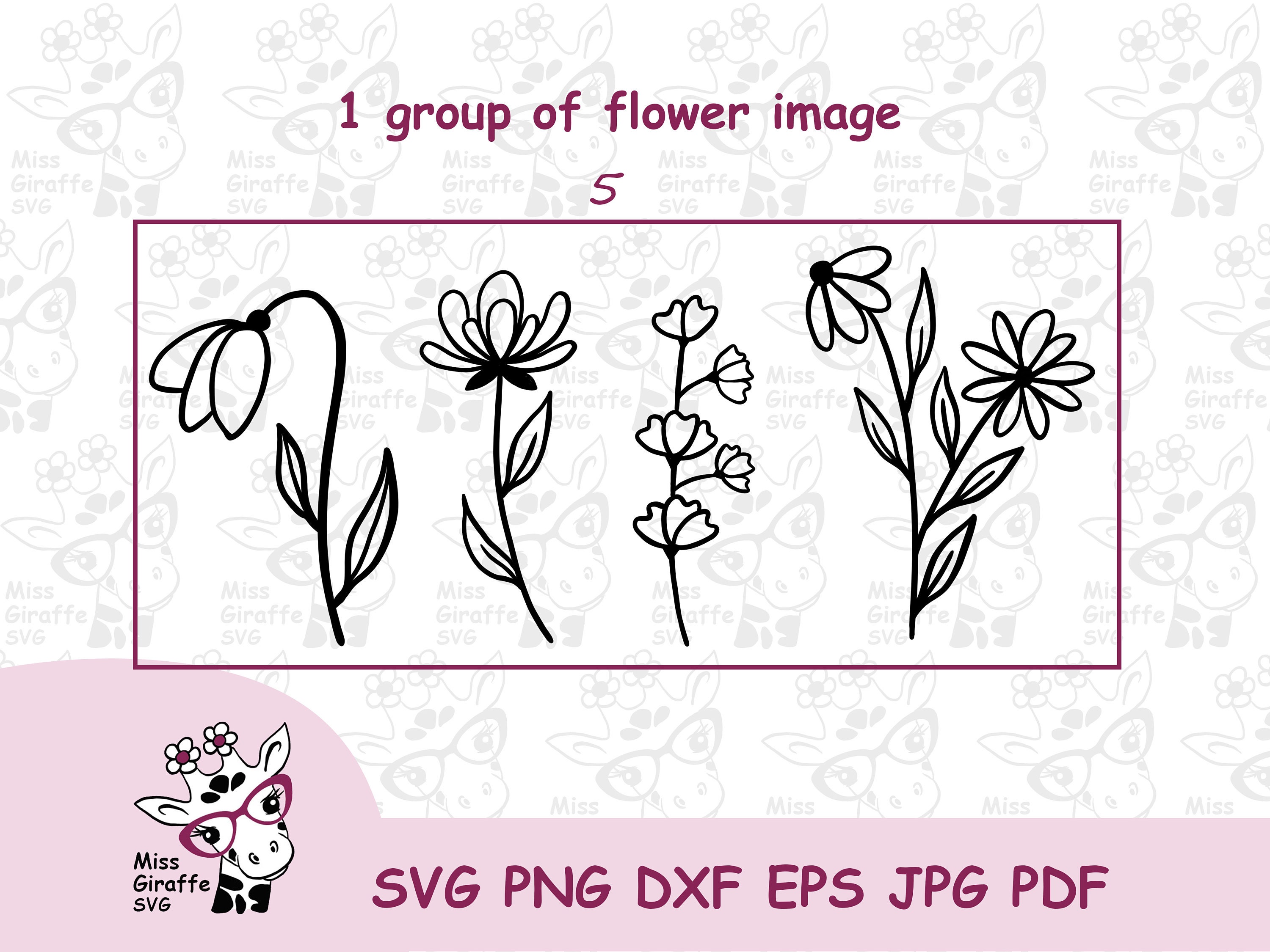 Wildflower SVG Files for Cricut Hand Drawn Flower Cut File Doodle ...
