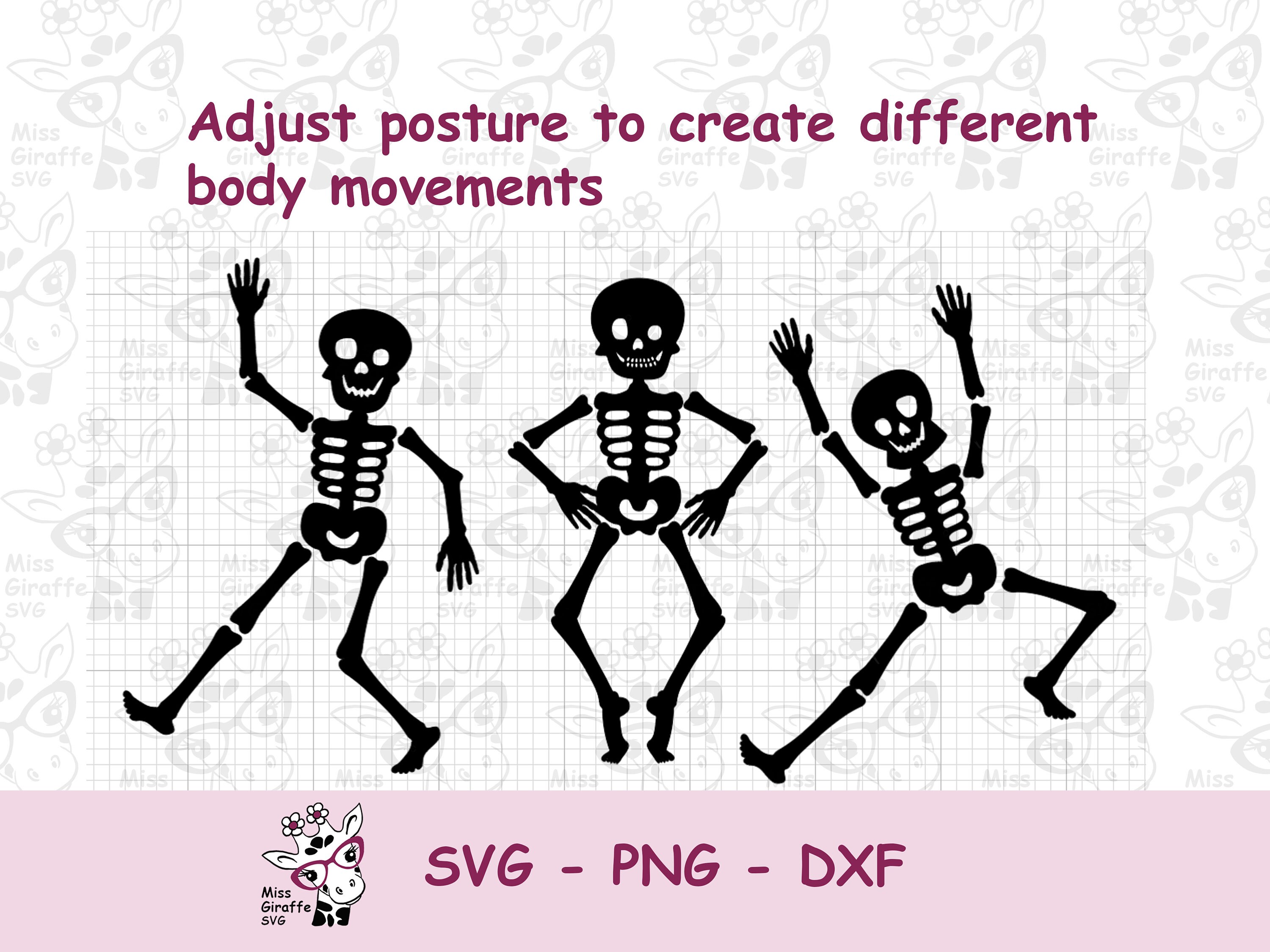 Dancing Skeletons SVG Editable Cut File for Cricut Silhouette Hand ...